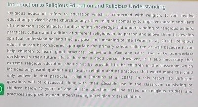 Solved Introduction to Religious Education and Religious | Chegg.com