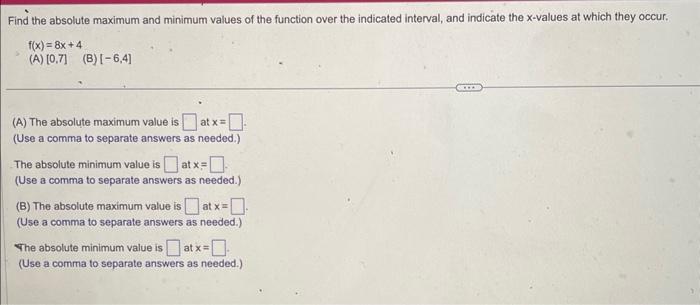 Solved Find The Absolute Maximum And Minimum Values Of The