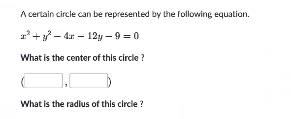 Solved A certain circle can be ﻿represented by ﻿the | Chegg.com