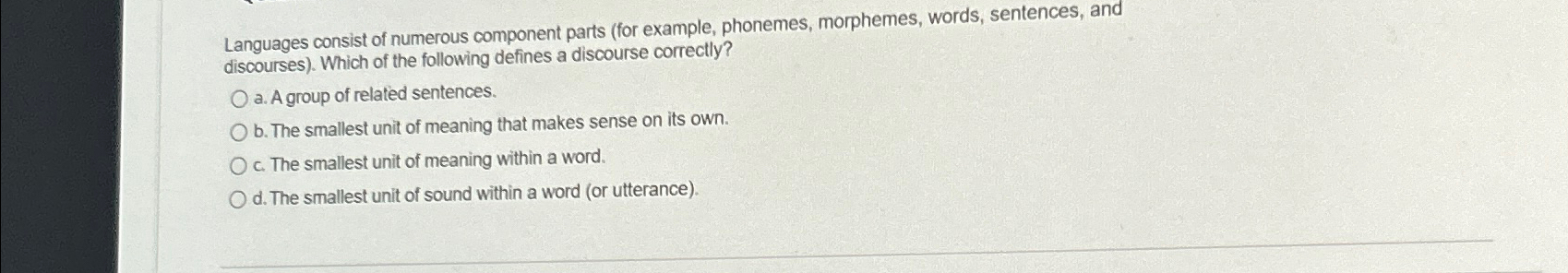 Solved Languages consist of numerous component parts (for | Chegg.com