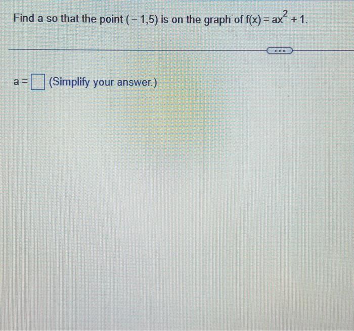 Solved Find a so that the point (−1,5) is on the graph of | Chegg.com