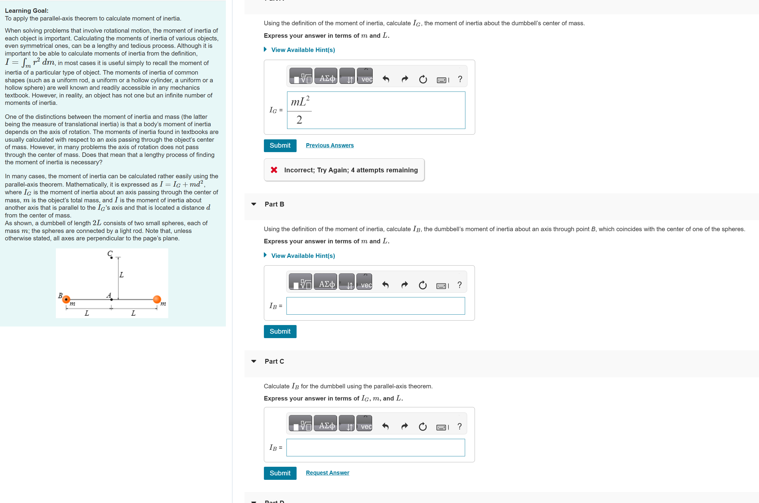 Solved Using the definition of ﻿the moment of ﻿inertia, | Chegg.com