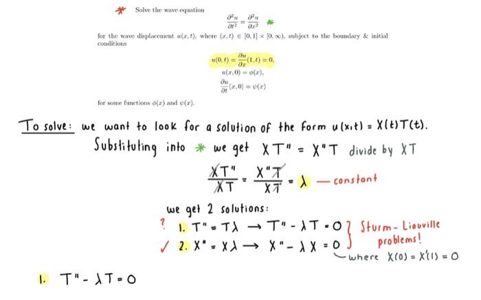Solved Sturm Liouville Equations Wave Equation I Need Help