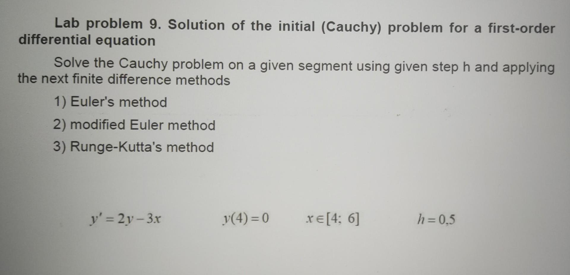 Solved Lab problem 9. Solution of the initial (Cauchy) | Chegg.com