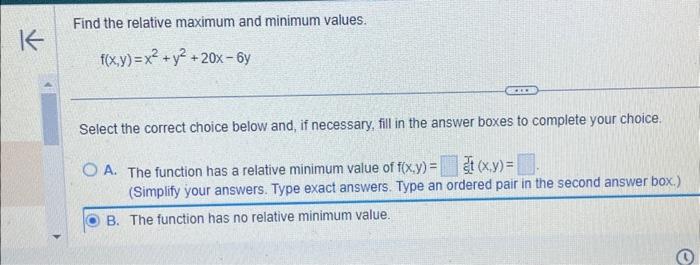 Solved Find the relative maximum and minimum values. | Chegg.com