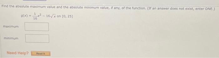 Solved Find The Absolute Maximum Value And The Absolute
