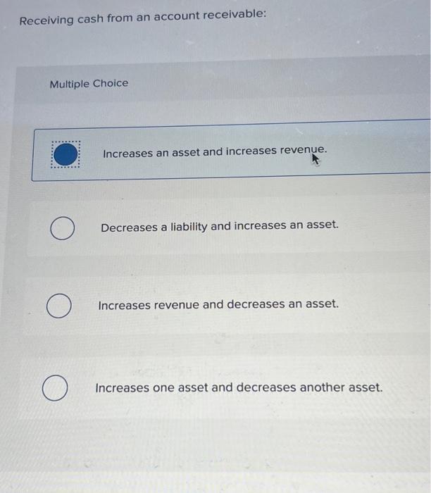 Solved Receiving cash from an account receivable: Multiple | Chegg.com