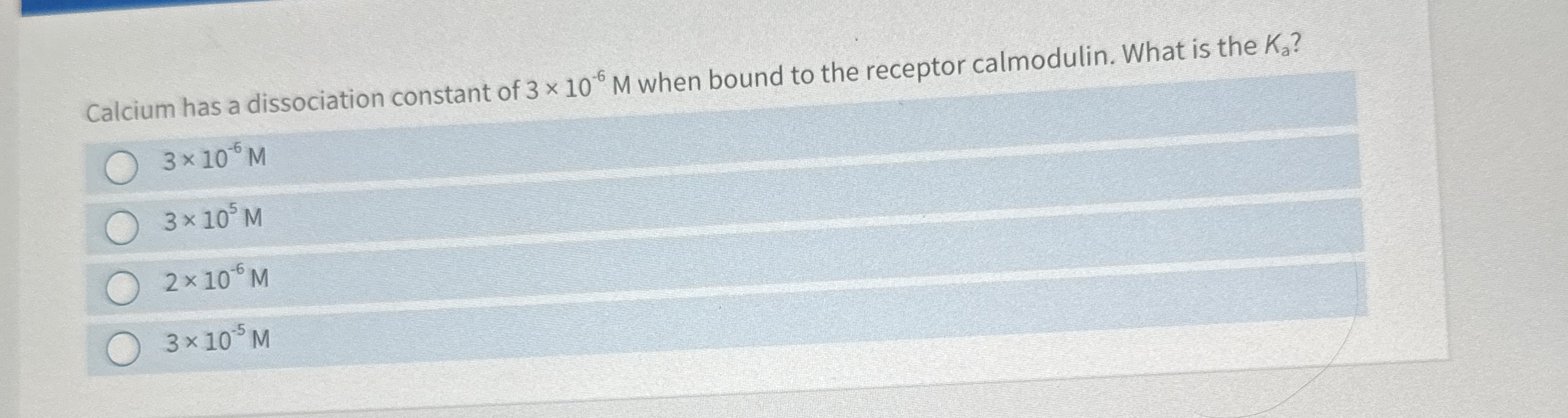 Solved Calcium has a dissociation constant of 3×10-6M ﻿when | Chegg.com
