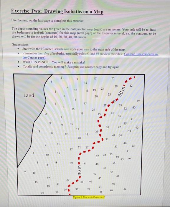 Solved Exercise Two: Drawing Isobaths on a Map Use the map | Chegg.com
