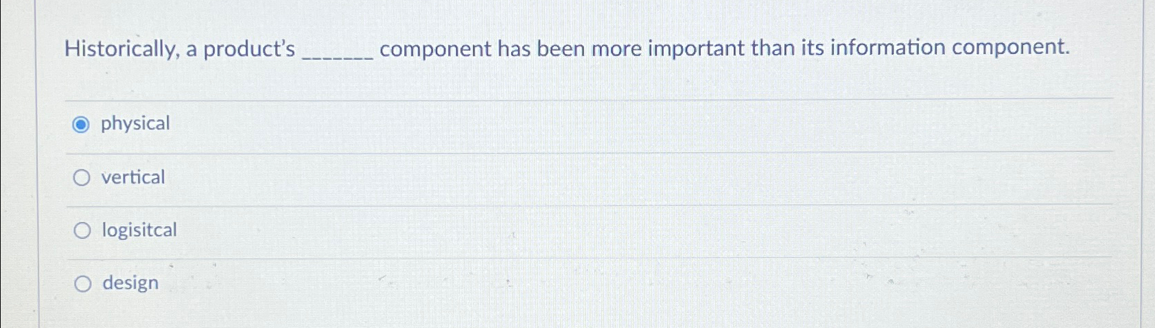 Solved Historically, a product's component has been more | Chegg.com