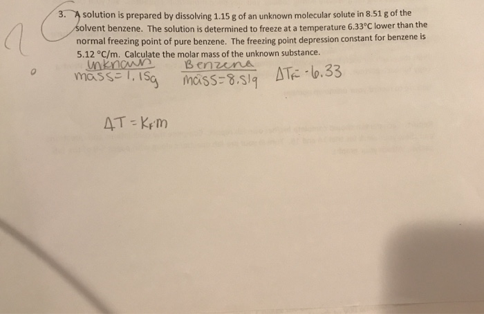 Solved 3. A solution is prepared by dissolving 1.15 g of an | Chegg.com