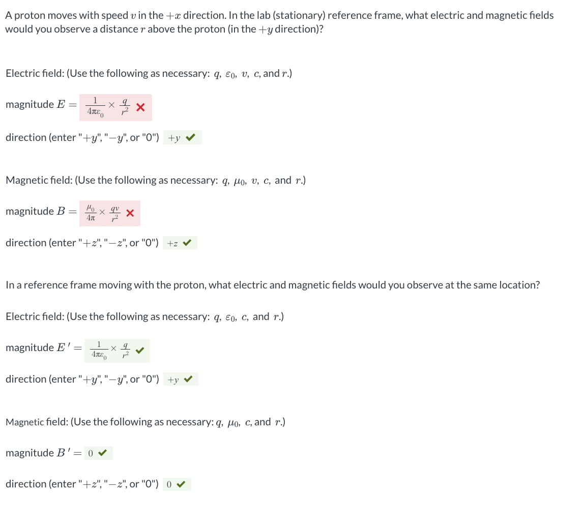 Solved A proton moves with speed v ﻿in the +x ﻿direction. In | Chegg.com