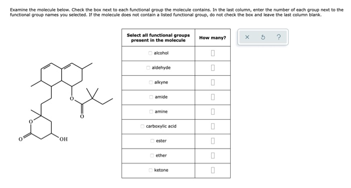 Solved Examine the molecule below. Check the box next to | Chegg.com