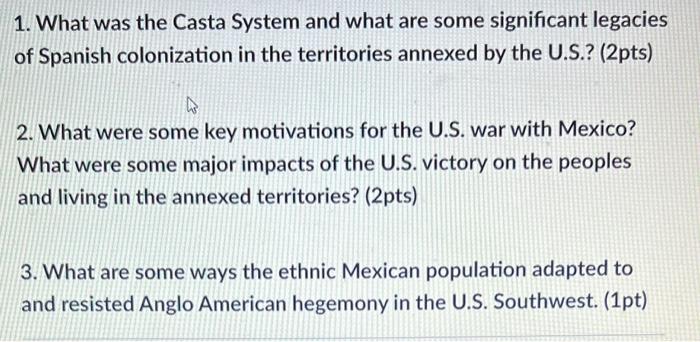 Solved 1. What was the Casta System and what are some | Chegg.com
