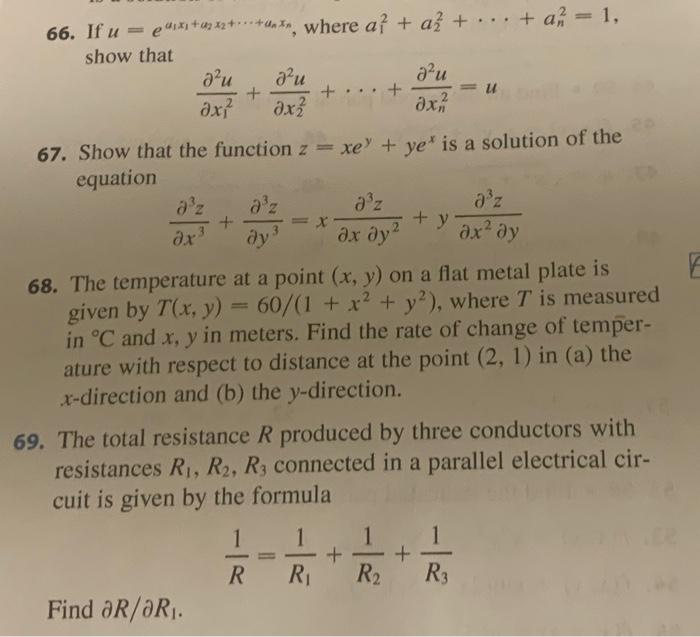 Solved 66. If u=ea1x1+a2x2+⋯+anxn, where a12+a22+⋯+an2=1, | Chegg.com