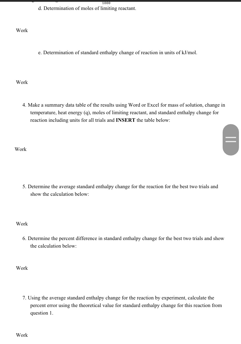 Solved 1000d. ﻿Determination of moles of limiting | Chegg.com