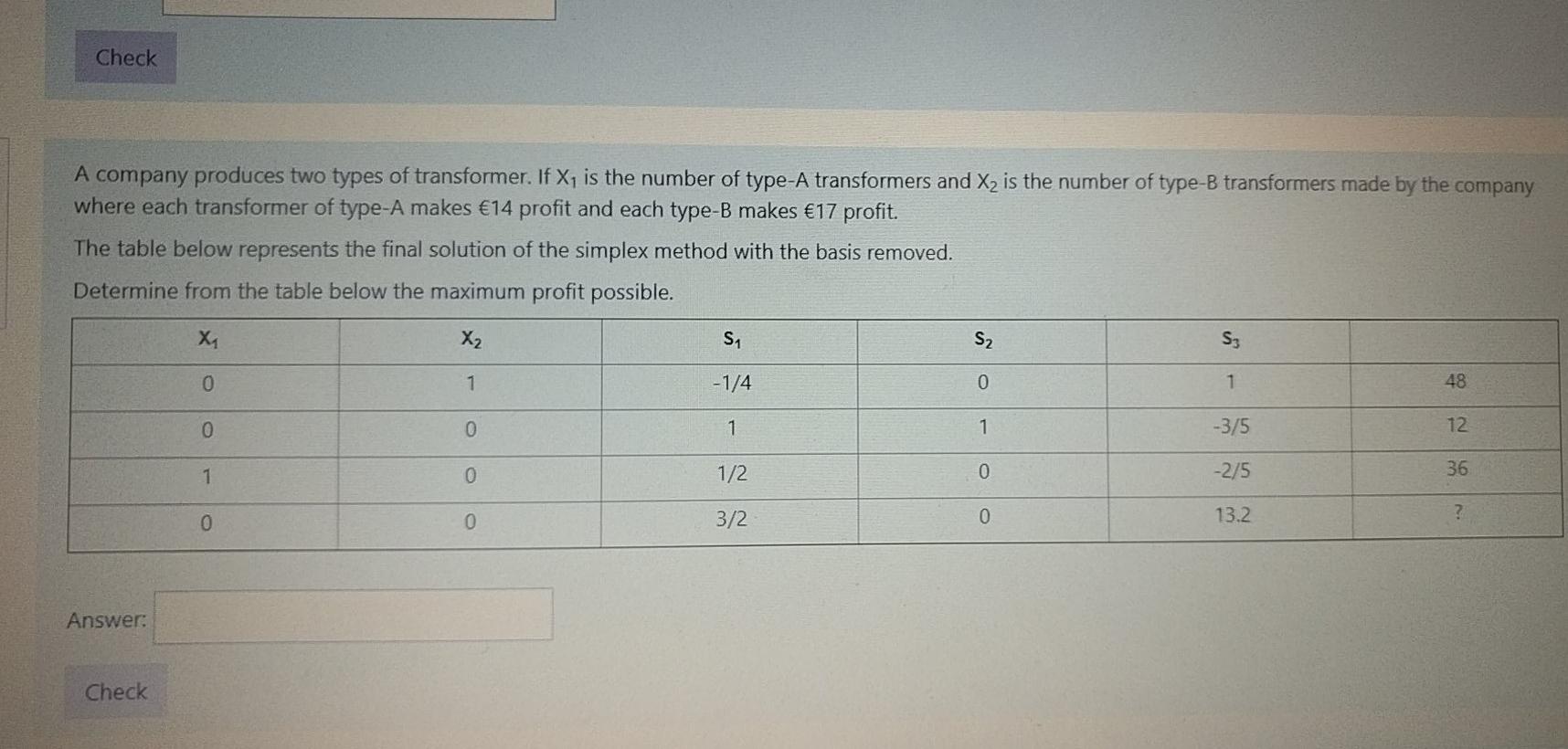 Solved Check A company produces two types of transformer. If | Chegg.com