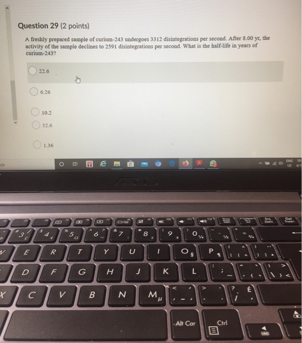 Solved Question 30 (2 points) 210Pb has a half-life of 22.3 | Chegg.com