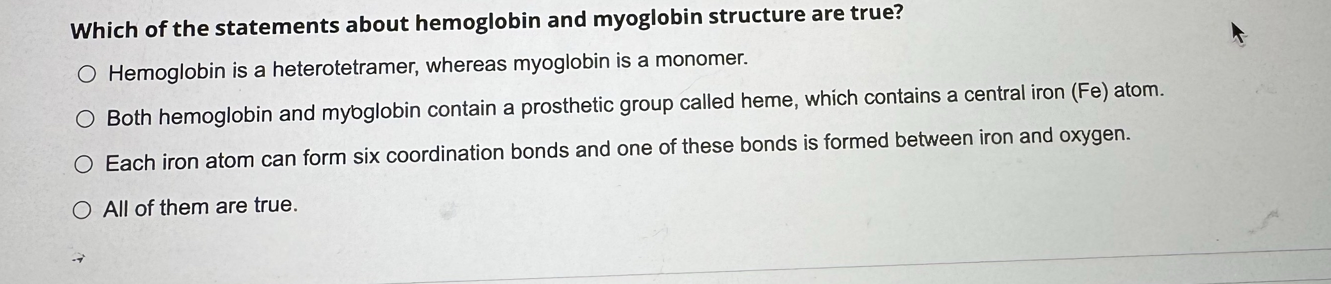 Solved Which of the statements about hemoglobin and | Chegg.com