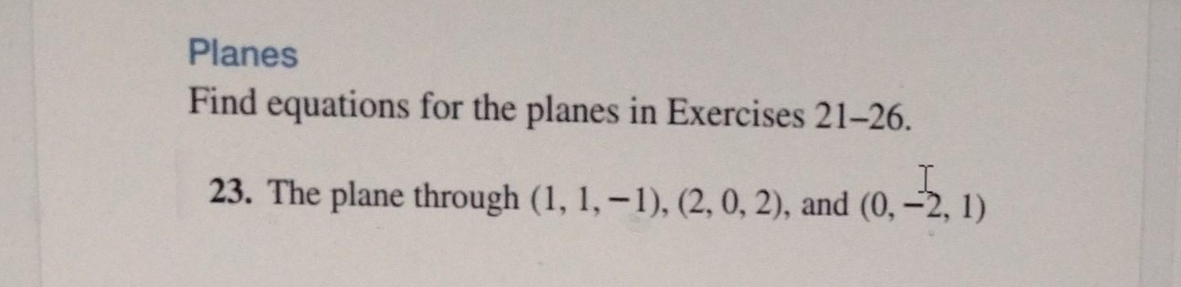 Solved Planes Find equations for the planes in Exercises | Chegg.com