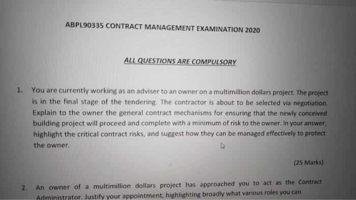 Solved 3. The owner of the project in Question 2 is deeply | Chegg.com