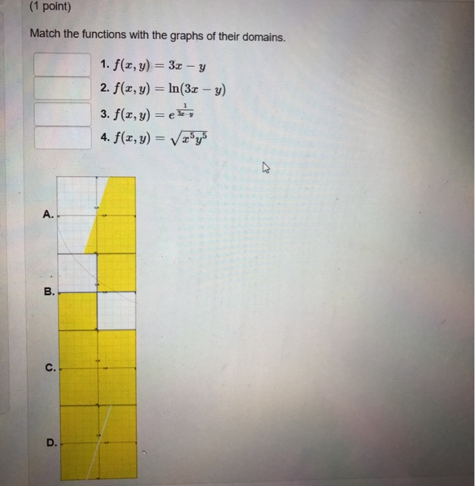 Solved (1 point) Match the functions with the graphs of | Chegg.com