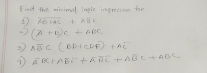 Solved find the minimal logic impression for | Chegg.com