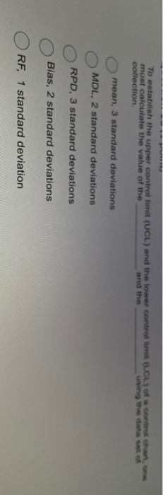 Solved To establish the upper control limit (UCL) and the | Chegg.com
