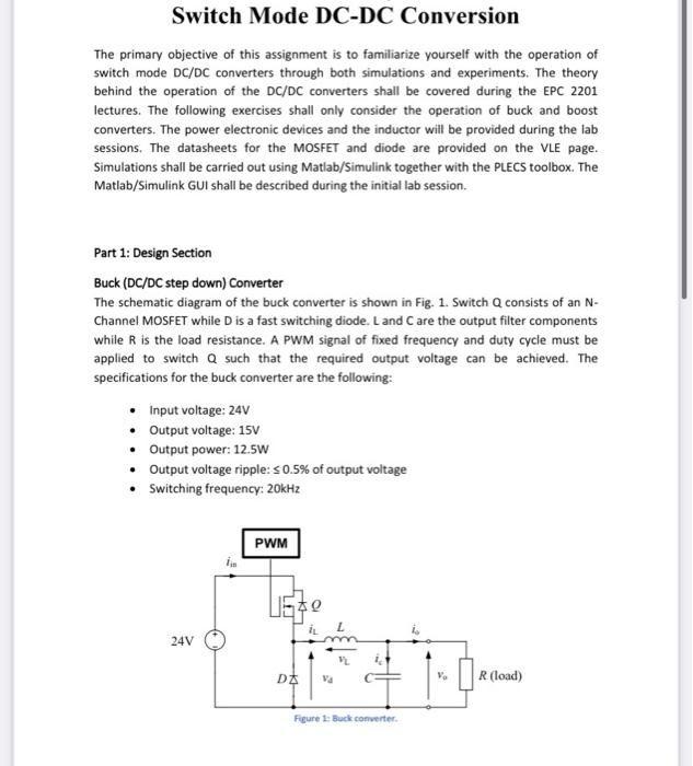 Solved Switch Mode DC-DC Conversion The primary objective of | Chegg.com