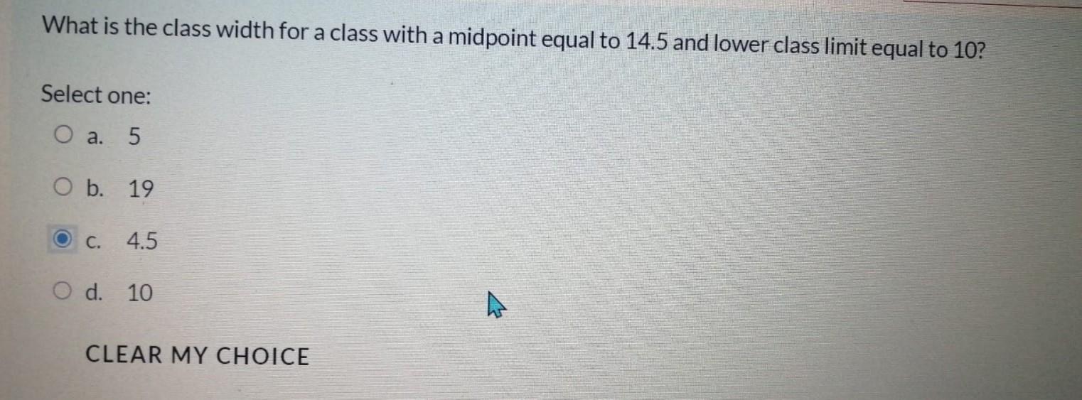 Solved What is the class width for a class with a midpoint | Chegg.com