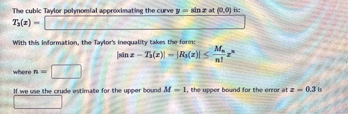 Solved The cubic Taylor polynomial approximating the curve y | Chegg.com