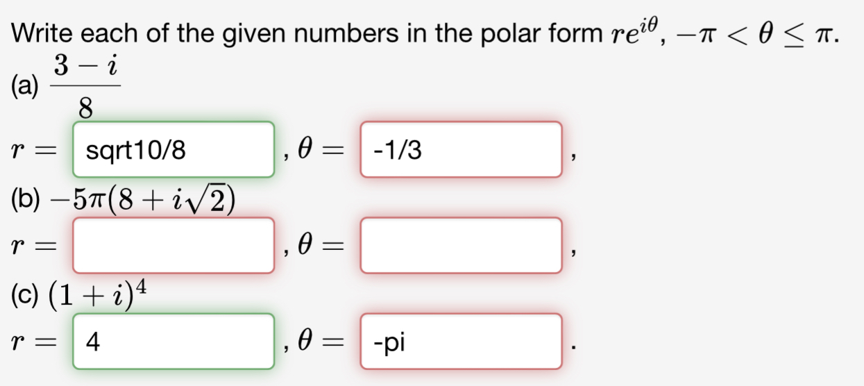 Solved Write each of the given numbers in the polar form | Chegg.com