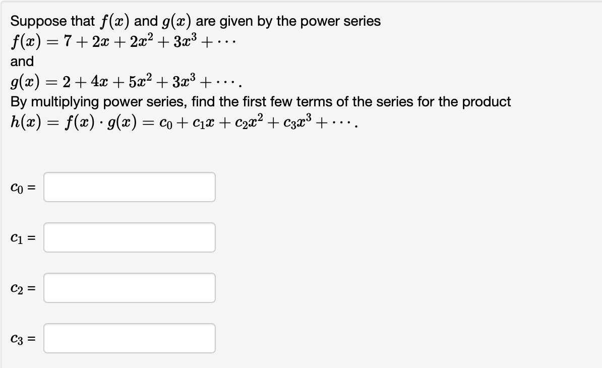 Solved Suppose that f(x) ﻿and g(x) ﻿are given by the power | Chegg.com