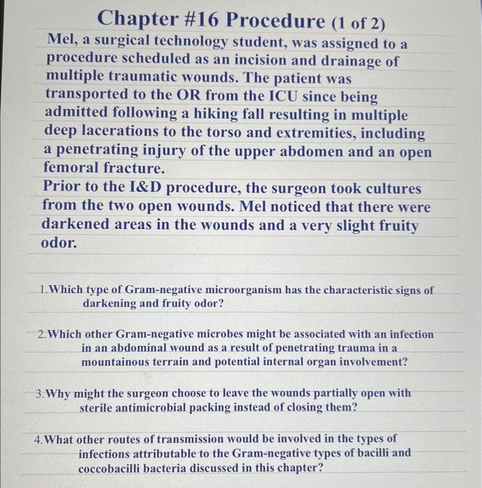 Solved Chapter \#16 Procedure (1 of 2) Mel, a surgical | Chegg.com