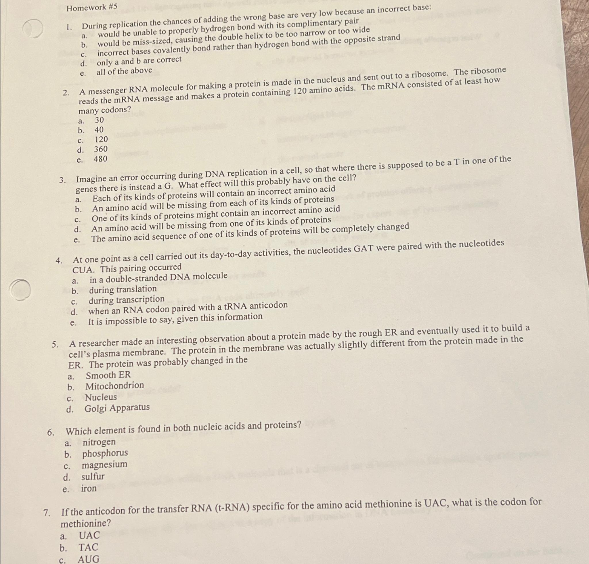 Solved Homework #5During replication the chances of adding | Chegg.com