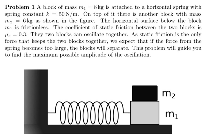 Solved Problem 1 A block of mass m1 = 8 kg is attached to a | Chegg.com