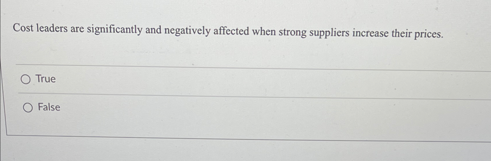 Solved Cost leaders are significantly and negatively | Chegg.com