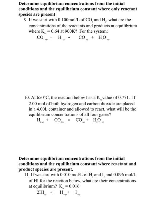 Solved Determine equilibrium concentrations from the initial | Chegg.com Solved Determine equilibrium concentrations from the initial | Chegg.com