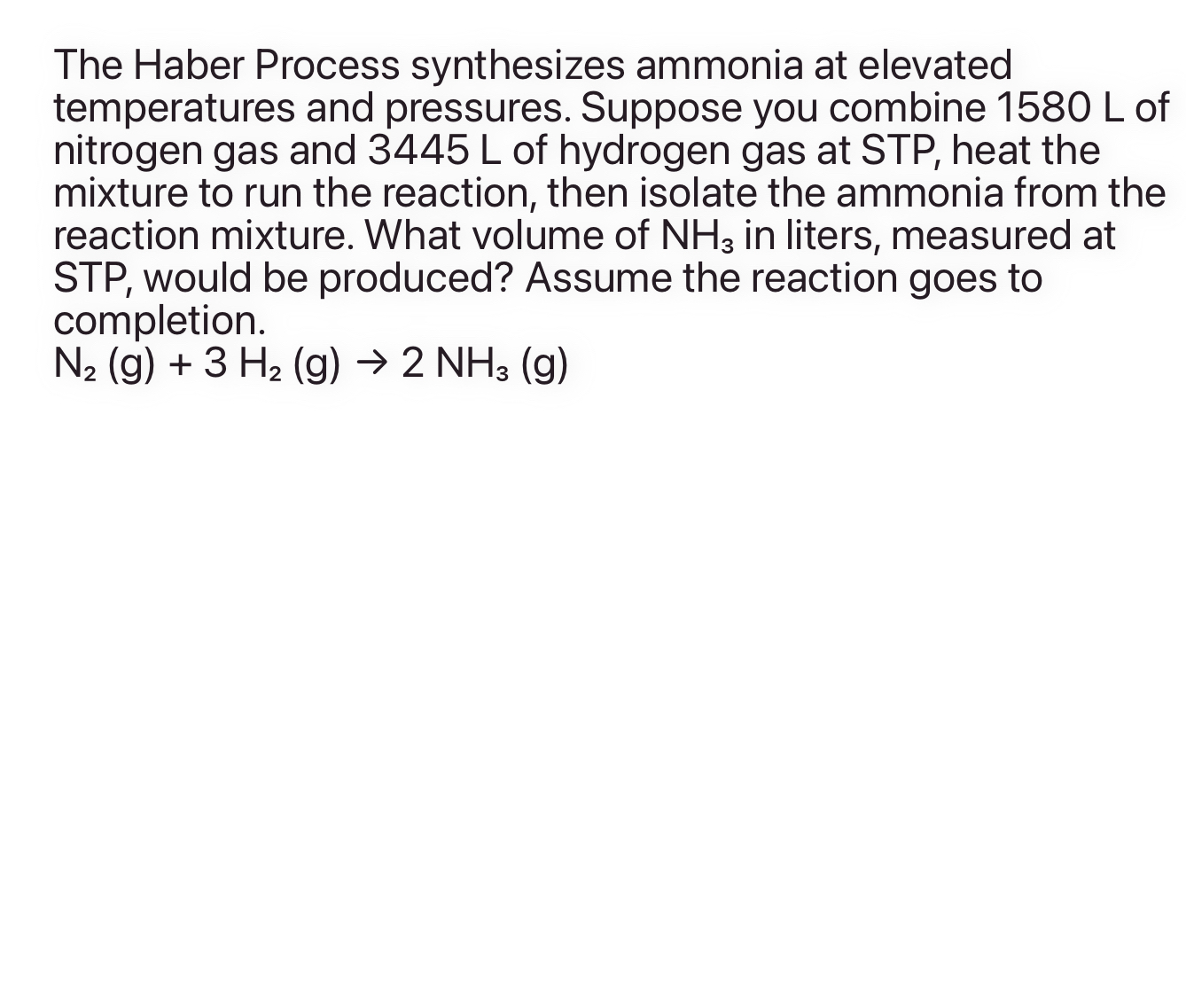 Solved The Haber Process synthesizes ammonia at elevated | Chegg.com