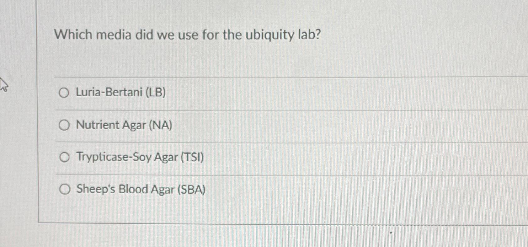 Solved Which media did we use for the ubiquity | Chegg.com