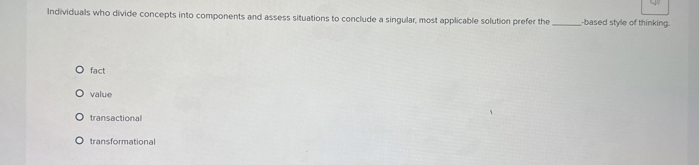Solved Individuals who divide concepts into components and | Chegg.com