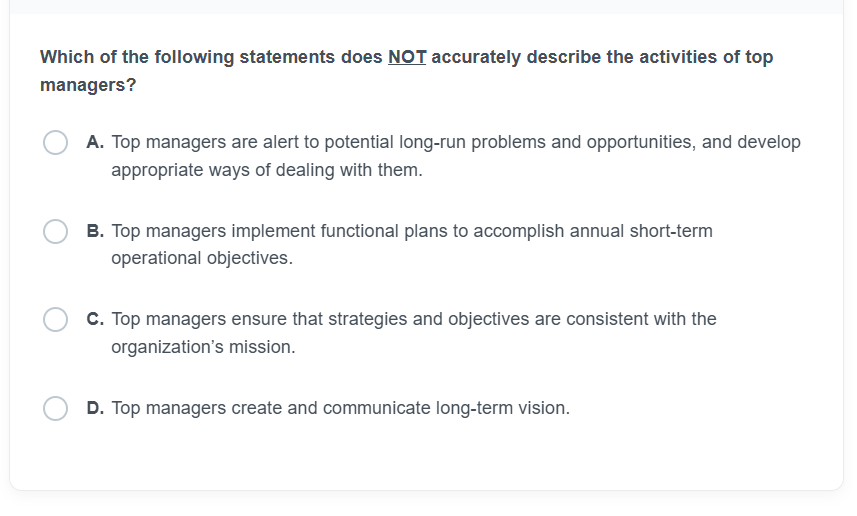 Solved Which of the following statements does NOT accurately | Chegg.com