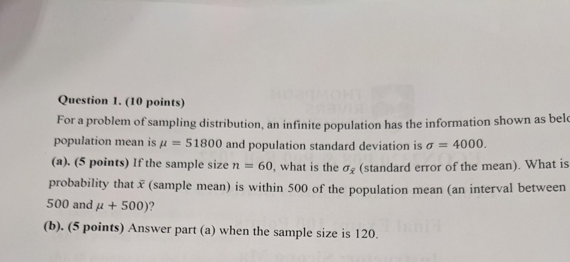 Solved Question 1. (10 points) For a problem of sampling | Chegg.com
