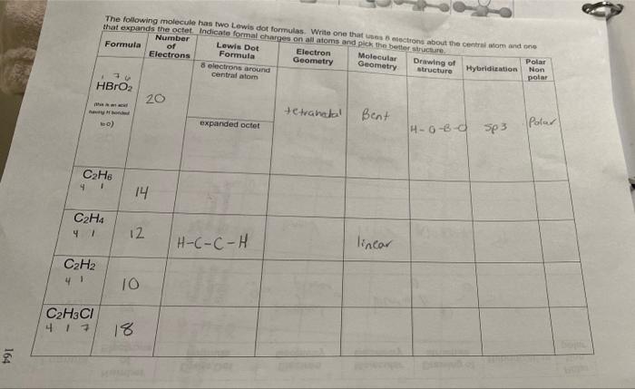 Solved 164 The following molecule that expands the octet | Chegg.com