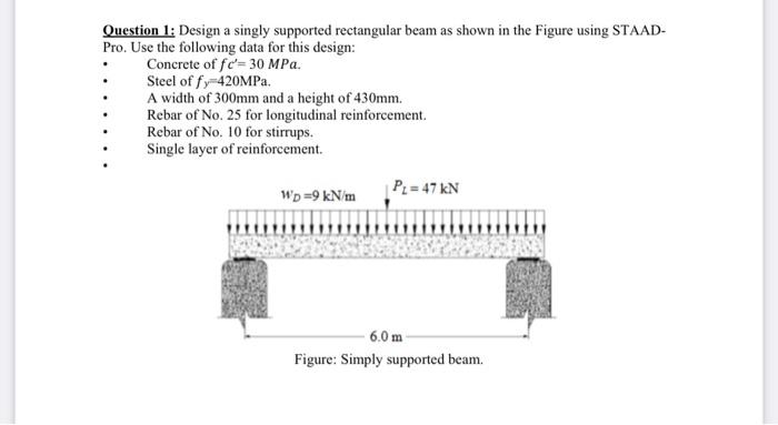 Solved Question 1: Design a singly supported rectangular | Chegg.com