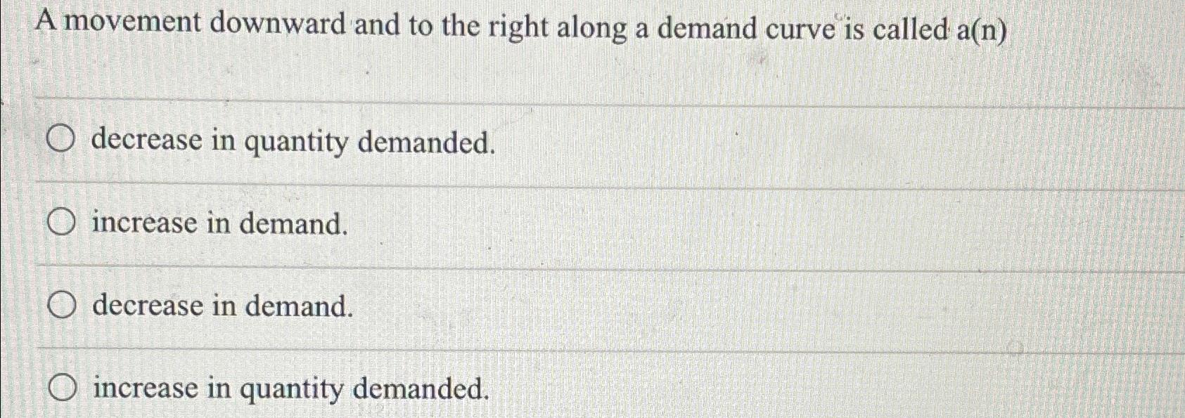 Solved A movement downward and to the right along a demand | Chegg.com