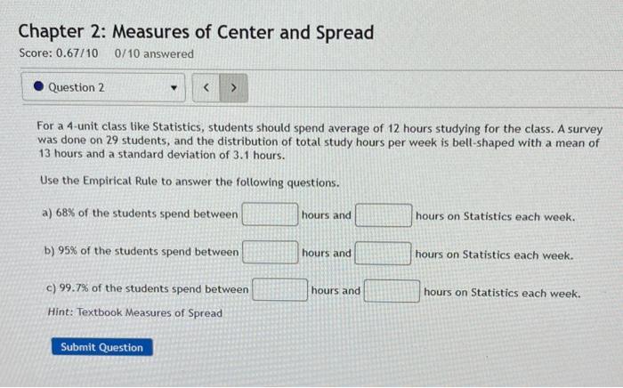 Solved Chapter 2: Measures of Center and Spread Score: | Chegg.com