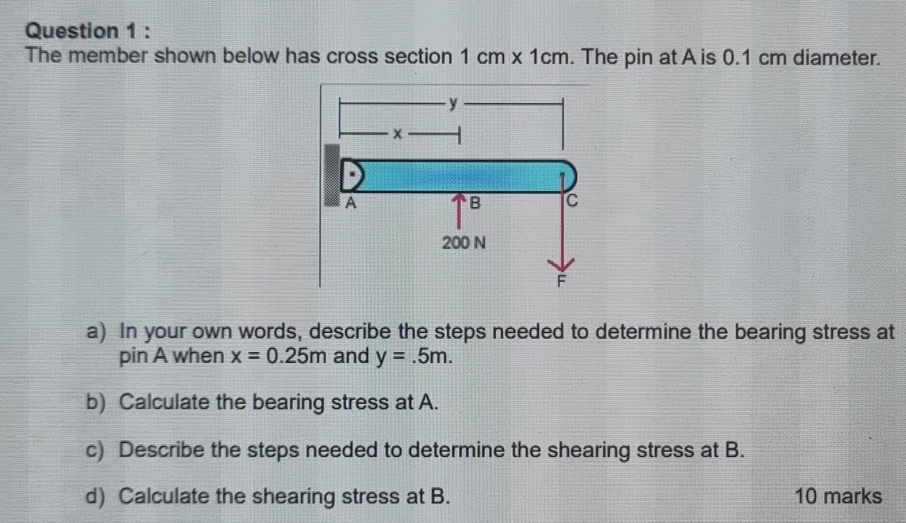 Solved Question 1: The member shown below has cross section | Chegg.com