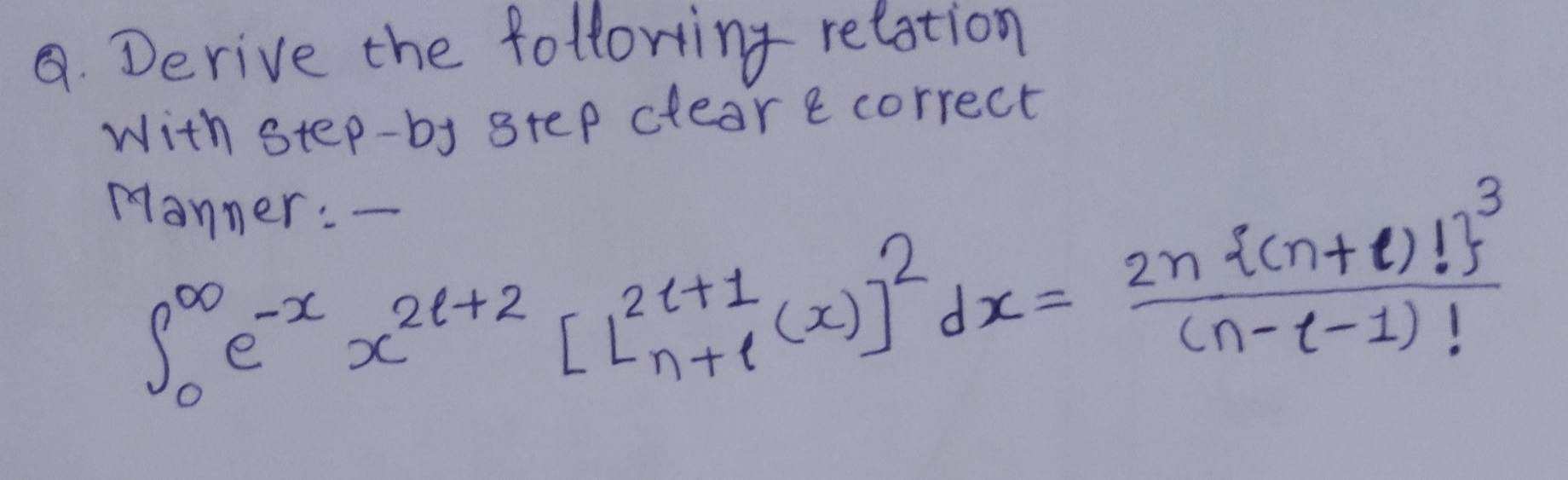 Solved Q. ﻿Derive the following relation with step-by step | Chegg.com