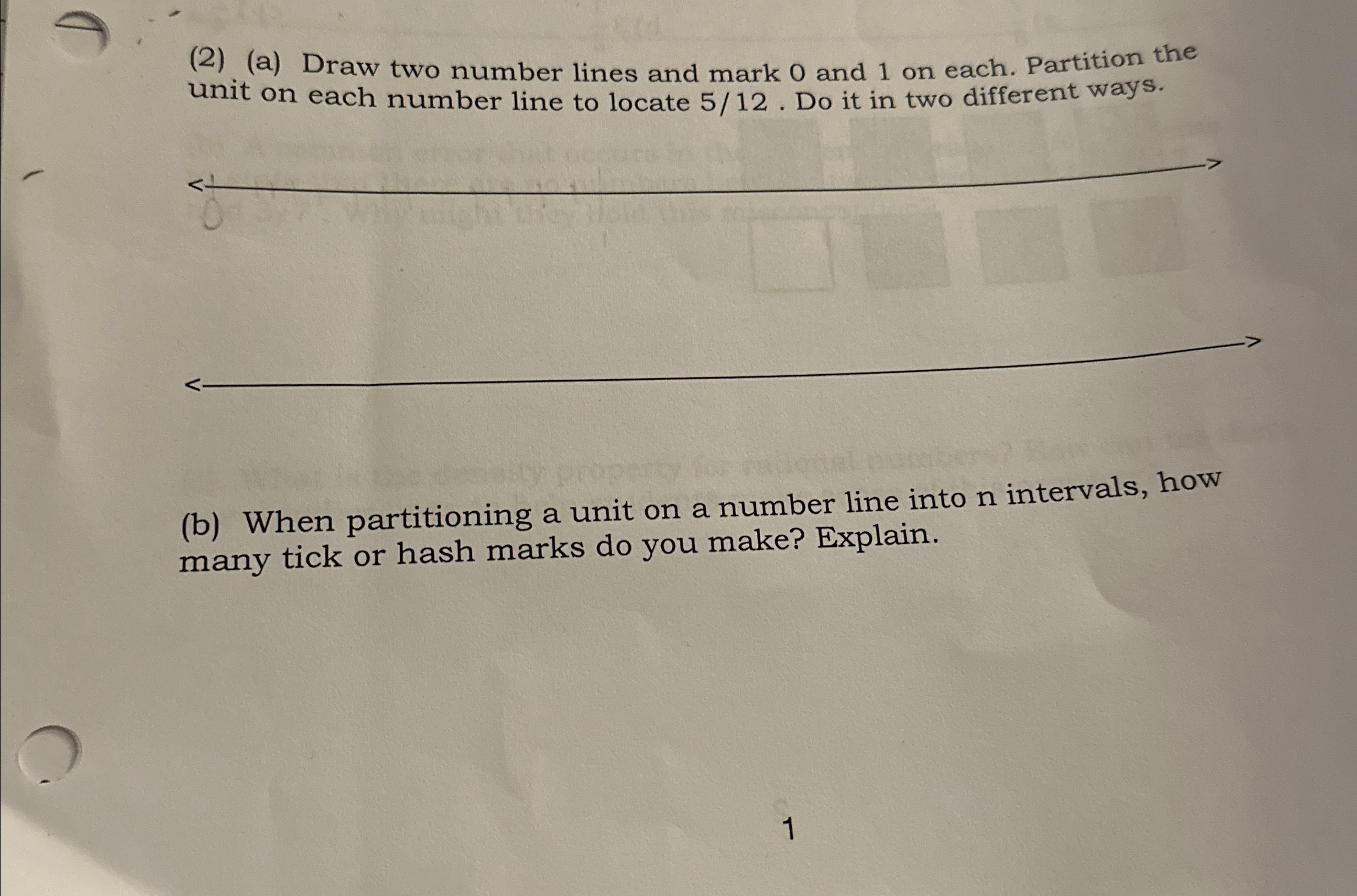 Solved (2) (a) ﻿Draw two number lines and mark 0 ﻿and 1 ﻿on | Chegg.com